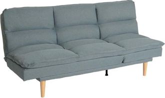 Hhg Schlafsofa HHG 368, G&auml;stebett Schlafcouch Couch Sofa, Schlaffunktion Liegefl&auml;che 180x110cm Stoff/Textil blau-grau