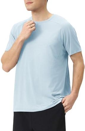 Generic T-shirt &agrave; col rond pour homme, l&eacute;ger et confortable, &agrave; manches courtes, couleur unie, s&eacute;chage rapide, respirant, extensible, d&eacute;contract&eacute;, haut de spor