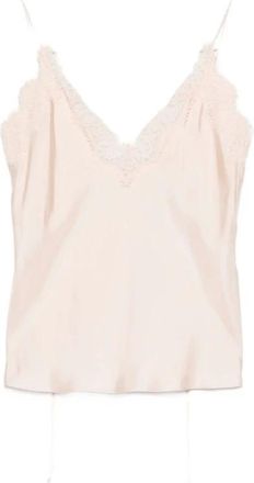 R&oacute;he Femme, Blouses et Chemises, Rose, Taille: 34 FR Haut en soie orn&eacute; de dentelle