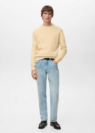Mango Pull en maille 100 % laine italienne jaune pastel - Homme - XXL - MANGO MAN
