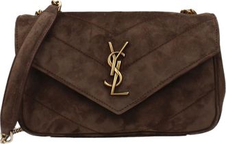 Saint Laurent Loulou Femmes Sac Bandouli&egrave;re Daim Marron/Caf&eacute;