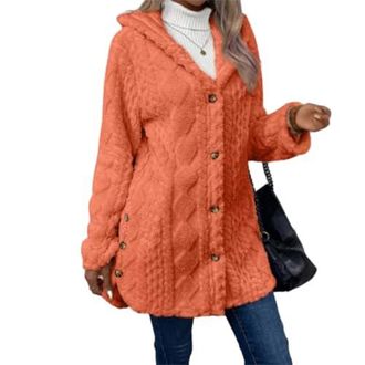 Generic Cardigan &agrave; capuche en jacquard pour femme, manches longues, v&ecirc;tement dext&eacute;rieur en tricot chaud pour lautomne et lhiver, poches pour un usage quotidie