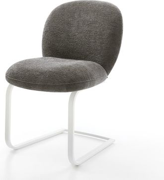 DELIFE Freischwinger Nube-Flex Boucl&eacute; Soft Schlamm Freischwinger flach Wei&szlig; Taschenfederkern, Esszimmerst&uuml;hle