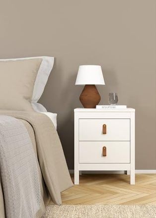 Dmora Nachttisch Janette, Niedrige Kommode, Tisch, Multifunktionaler Nachttisch, 44x38 h54 cm, Wei&szlig;