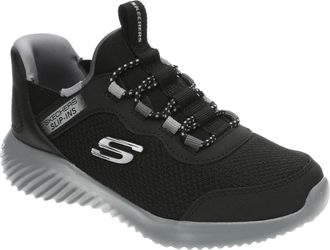 Skechers Bounder Brisk-Burst Sneaker, Black Synthetic/Textile/Charcoal Trim, 27.5 EU