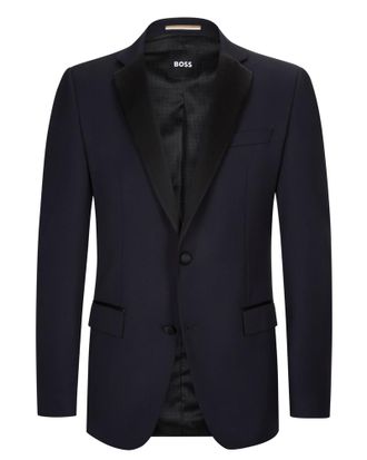 HUGO BOSS Smoking Sakko aus Schurwolle mit Seidenbesatz, Slim Fit in