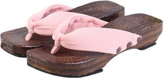 Garneck Sabots Créatifs pour Femme en Bois de Paulownia Sandales DÉté à Talon Haut Pantoufles Couleur Rose Pur Taille 40 Semelle Antidérapante et Respirante S