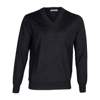 Paolo Pecora Herren Woll V-Ausschnitt Pullover Made in Italy - - Knitwear - Herren - Schwarzk - M