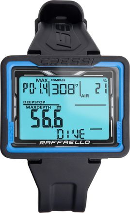 Cressi Raffaello Diving Computer Black/Blue - Tauchcomputer Unisex mit Gro&szlig;em Rechteckigem Bildschirm mit Hohem Kontrast f&uuml;r Maximale Lesbarkeit der Daten, S