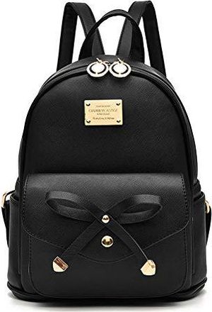 I Ihayner Mini sac &agrave; dos en cuir avec noeud papillon pour filles, noir, Medium, Mini sac &agrave; dos pour filles, petit sac &agrave; dos pour femme