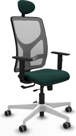 Piqueras y Crespo Gr&uuml;ner Drehstuhl mit 1D-Armen, h&ouml;henverstellbare Lendenwirbelst&uuml;tze und festes Kopfteil, ausgestattet mit Syncro/Traslack und Schneideschaum, Grau/Fla