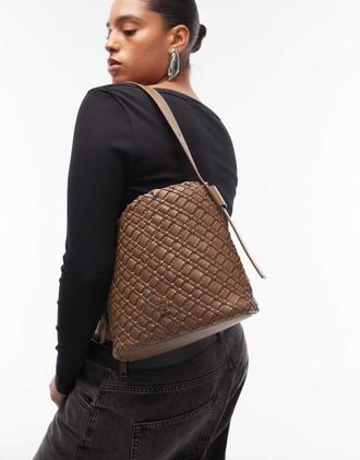 Tommy Hilfiger Geflochtene Schulter-Bucket-Bag in Braun-Brown