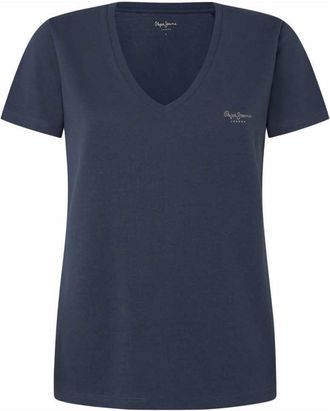 Pepe Jeans London Unisex Fiore V Neck T-Shirt, Marineblau (Washed Navy), X-Large