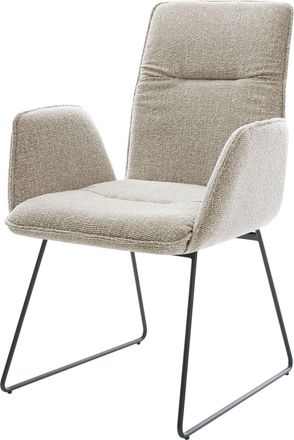 DELIFE Polsterstuhl Vinja-Flex Kufengestell Schwarz Webstoff Soft Beige