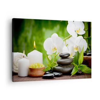 Arttor Bilder auf Leinwand Blume aromatherapie spa Leinwandbild 70x50cm Wandbilder Dekoration Wohnzimmer Schlafzimmer Küche Deko Klein Wanddeko Bild Wand Kun