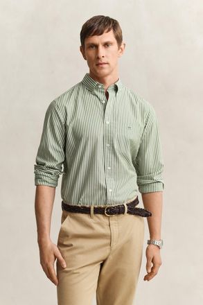 GANT Herren Classic Popeline-Hemd mit Streifen (XXXL) HERB Gr&uuml;n