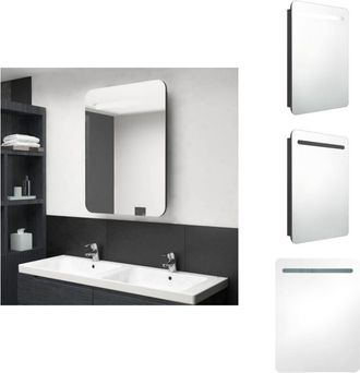 vidaXL Vidaxl - LED-Bad-Spiegelschrank Gl&auml;nzendes Schwarz 60x11x80 cm - LED-Spiegelschrank - Badezimmerspiegel - Kosmetikspiegel - Wandspiegel
