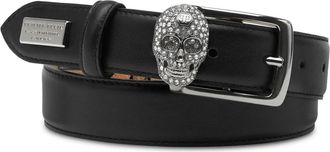 Philipp Plein Femme, Accessoires, Noir, Taille: 70 CM Leather Belt Crystal Skull