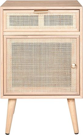 Novità Home Table de chevet à un tiroir en rotin Acapulco avec porte dentrée, beige