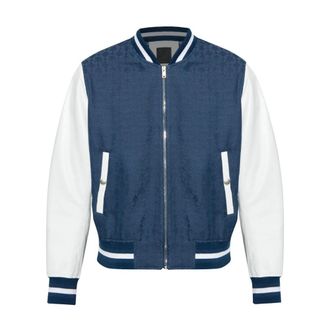 Givenchy Denim Monogram 72 und Leder Varsity Jacke - - Jackets - Herren - Mehrfarbig - M