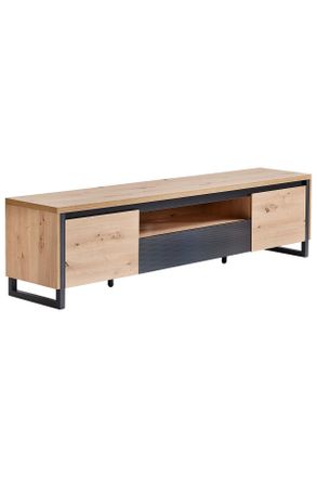Xora Lowboard, Schwarz, Eiche, Holzwerkstoff, 1 F&auml;cher, 1 Schubladen, 188x48x40 cm, stehend, Wohnzimmer, Wohnw&auml;nde, Lowboards, Lowboards stehend