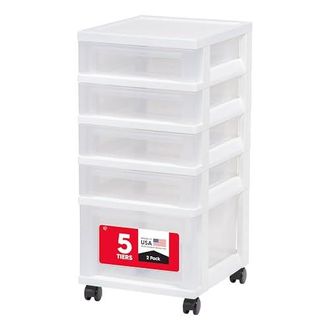 Iris Inc. MC-341 Kunststoff-Aufbewahrungsschublade, Rollwagen mit Organizer-Deckel, Plastik, Wei&szlig;, 5 Drawer