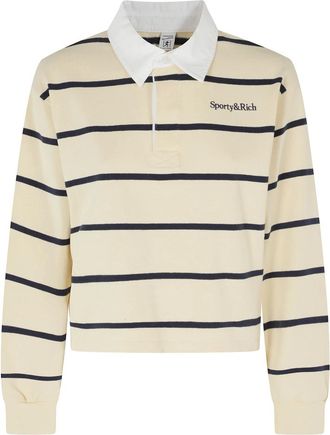 Sporty & Rich Femme, Tops, Multicolore, Taille: 38 FR Serif Logo Rugby Polo