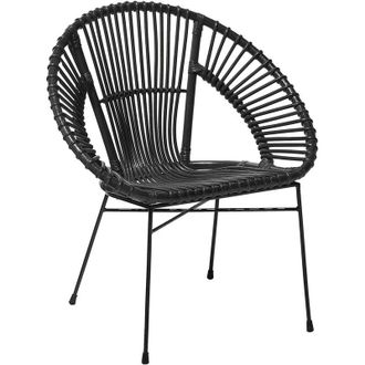 Beliani Beliani - Chaise Extérieur et Intérieur en Rotin Noir sur Pieds en Métal Design Industriel Tendance pour Terrasse Salon ou Salle à Manger