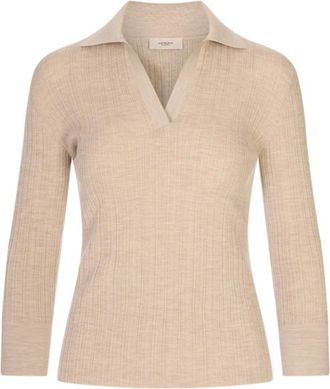 Agnona Femme, Tops, Beige, Taille: 36 FR Polo Manches 3/4