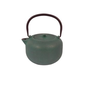 Point-Virgule Gerippte Teekanne aus Gusseisen, 350 ml, mit Emaille-Beschichtung innen Forest Green
