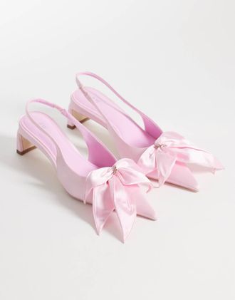 JW PEI Queena - Escarpins &agrave; bride arri&egrave;re et appliqu&eacute;s fleuris - Rose