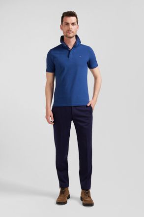 Eden Park Polo Manches Courtes En Coton Stretch Bleu Fonc&eacute; Coupe Slim