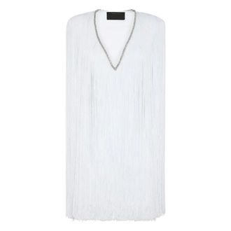 Philipp Plein Femme, Robes, Blanc, Taille: 36 FR Fringe Mini Dress