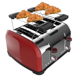 Cecotec Grille-pain vertical Toastin time 1700 Double Red, 1700 W, Double fente courte et large de 3,8 cm, Varillas Supérieures, Acier Inoxydable, Arrêt et Po