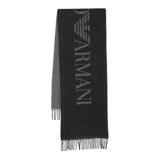 Emporio Armani Bicolor Logo Schal mit Fransen - - Accessories - Herren - Grau - ONE SIZE