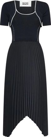Silvian Heach Femme, Robes, Noir, Taille: 36 FR Robe Midi Pliss&eacute;e Sans Manches