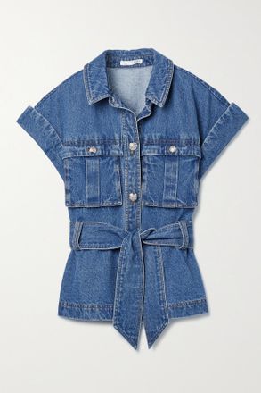 Veronica Beard Vistola Jeansjacke Mit Bindeg&uuml;rtel - Blau