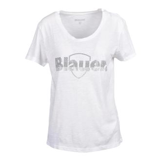 Blauer Rundhals-T-Shirt - - Tops - Damen - Wei&szlig; - M