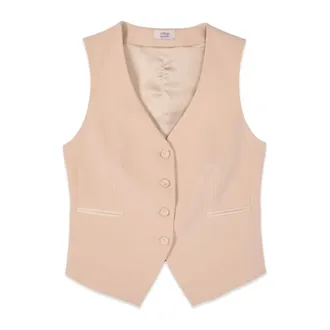 Oltre Femme, Vestes, Rose, Taille: 40 FR Gilet de tailleur avec poches passepoil&eacute;es