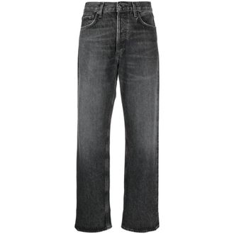 A Gold E Schwarze High-Waist-Cropped-Jeans - - Jeans - Damen - Schwarzk - W30