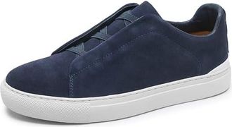 Generic Chaussures décontractées tendance en cuir véritable pour homme - Chaussures de marche légères et confortables, bleu, 45 1/3 EU