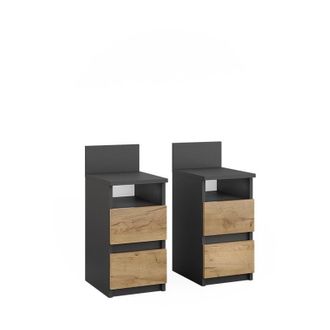 Vicco Nachttisch Monty, Anthrazit/Goldkraft Eiche, 25 x 59.1 cm 2er Set