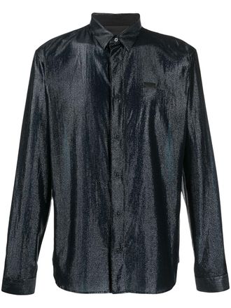 Philipp Plein chemise &agrave; effet m&eacute;tallis&eacute; - Noir