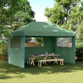 vidaXL Tente de r&eacute;ception pliable escamotable 3 parois lat&eacute;rales vert