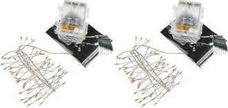 Konstsmide 1465-890, Micro LED Lichterkette, Firecracker, mit 6h-Timer, 60 bernsteinfarbene Dioden, batteriebetrieben, Innen, silberfarbener Draht (Packung mit 2