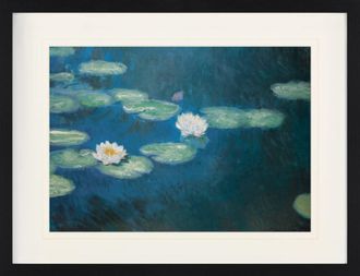1art1 Claude Monet Poster Wasserlilien, Nymphéas, 1898 Gerahmtes Bild Mit Edlem Passepartout | Wand-Bilder | Im Bilderrahmen 80x60 cm