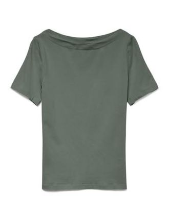 Vero Moda Vero Moda VMPANDA T-Shirt Stretch uni &agrave; Manches Courtes et col Bateau pour Femme, Laurel Wreath, XXL