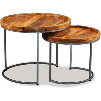 vidaXL Beistelltisch-Set 2 Stk. Mangoholz Massiv - Vidaxl