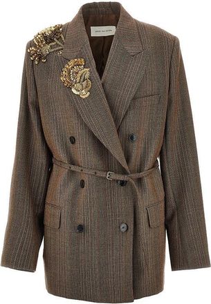 Dries Van Noten Embroidered oversized double-breasted jacket Woman 36