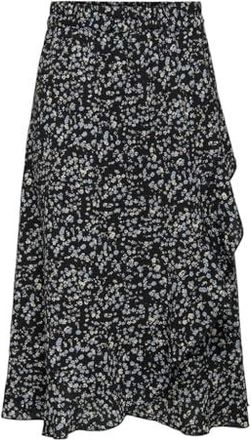 Only Onlcarly Flounce Long Skirt WVN Noos Jupe midi, Noir, S Femmes